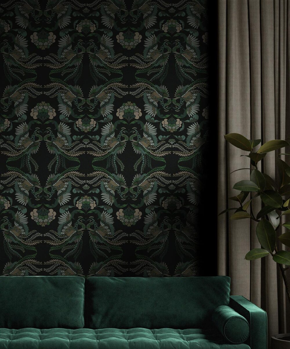 Prancing Peacock Wallpaper • Playful Birds • Milton & King AU