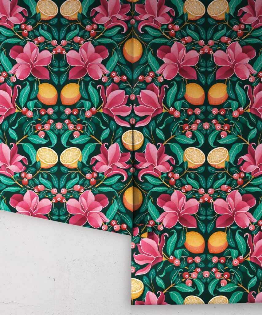 Lemons & Magnolia Wallpaper • Ornate Design • Milton & King AU