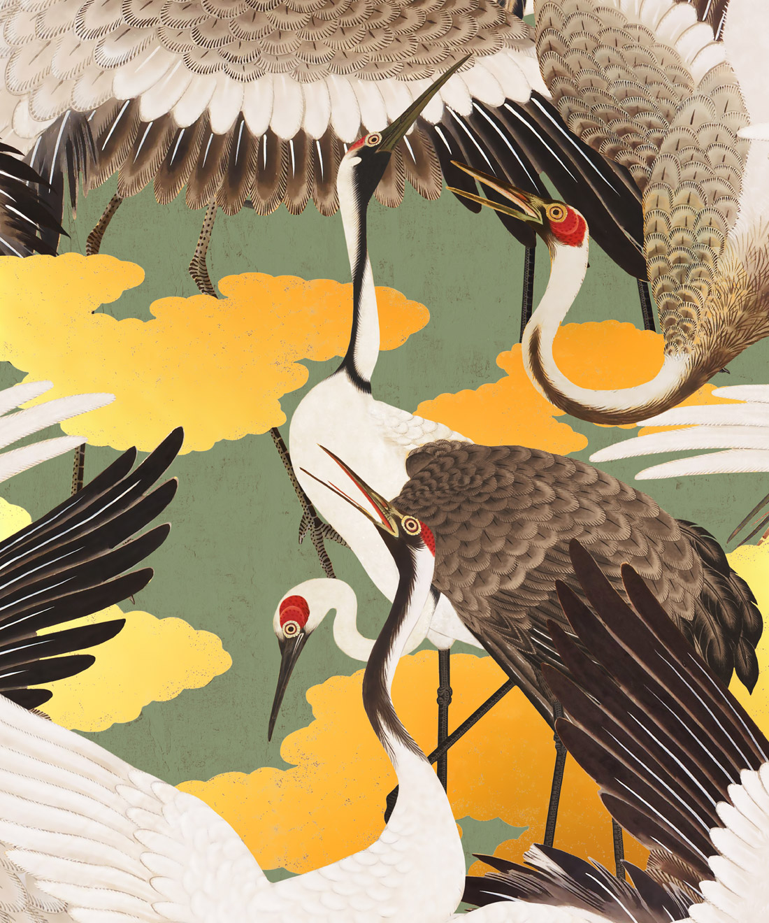 Cranes Metallic Wallpaper • Japanese Inspired • Milton & King