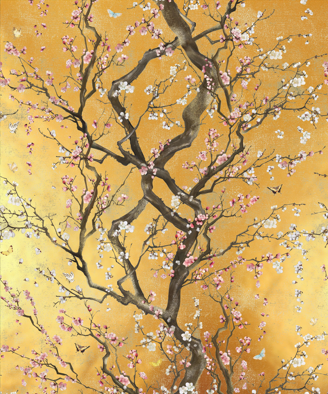 Plum Blossom Metallic Wallpaper • Japanese Floral • Milton & King