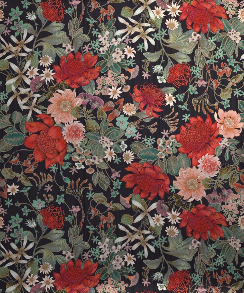 Bouquet Metallic Wallpaper • Japanese Inspired • Milton & King